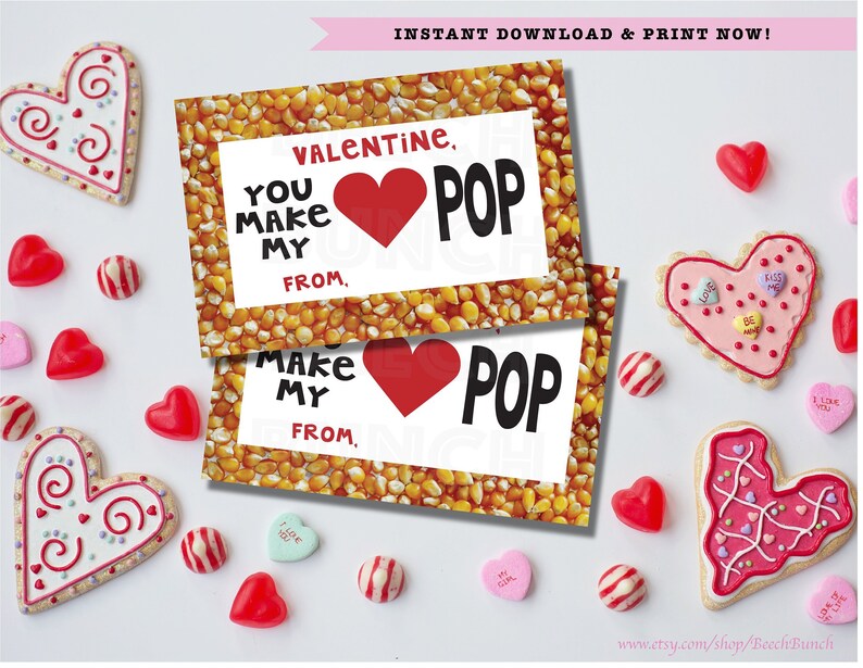 You Make My Heart Pop Valentine's Day Card for Microwave Popcorn 050 - Etsy