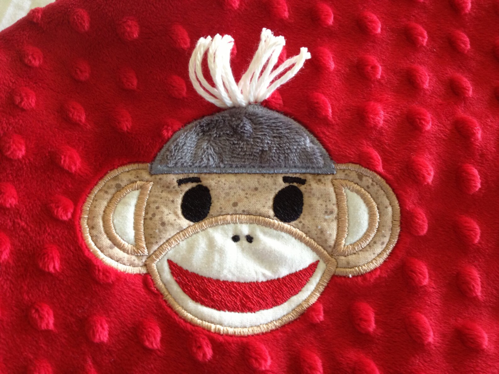 Sock Monkey Applique Minky Blanket - Etsy