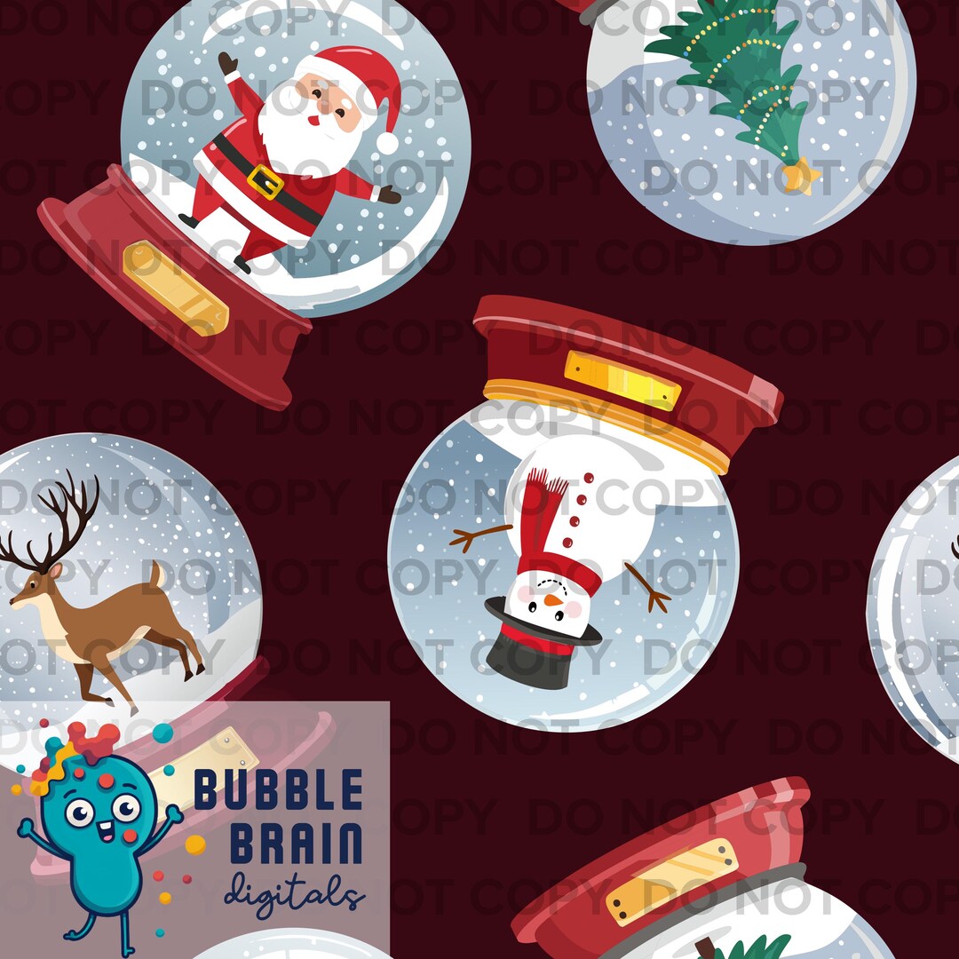 Christmas Snow Globes Seamless Pattern File - Etsy