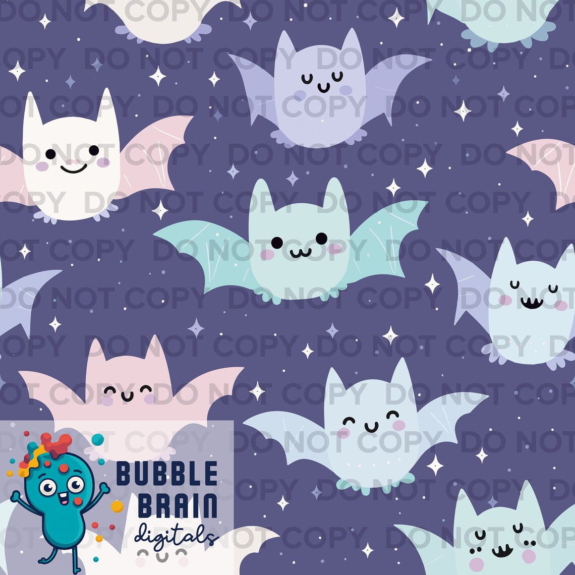 Cute Halloween Bats Seamless Pattern File - Etsy