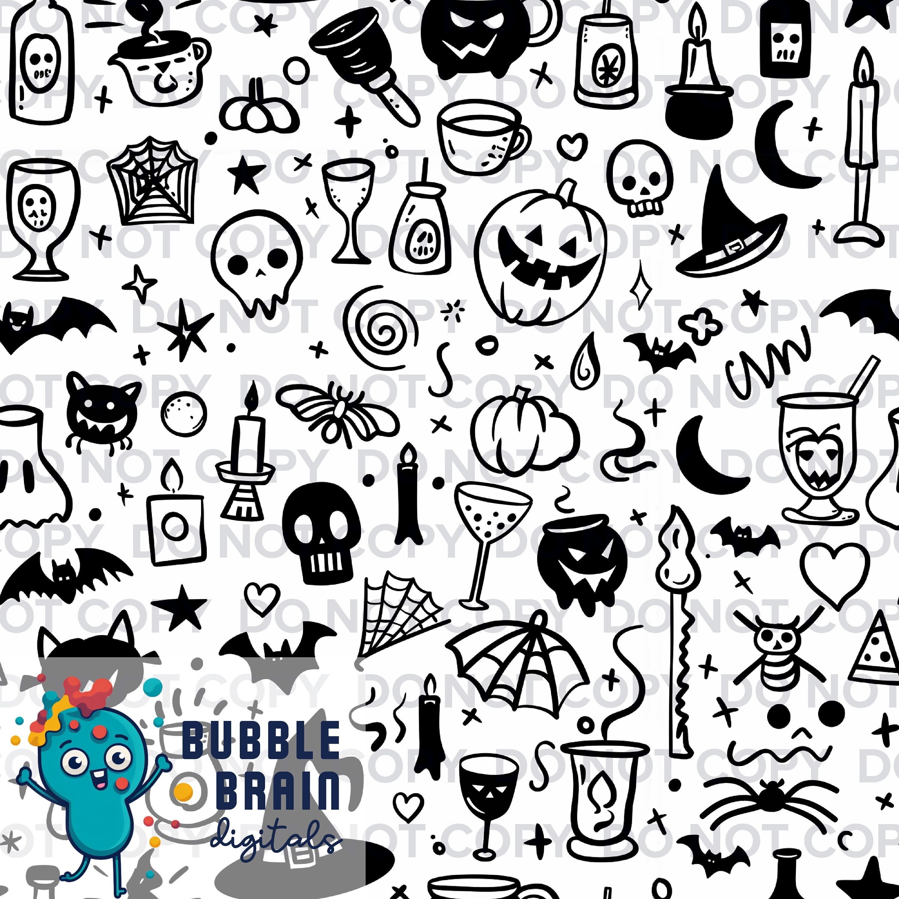 Halloween Doodles Seamless Pattern File - Etsy