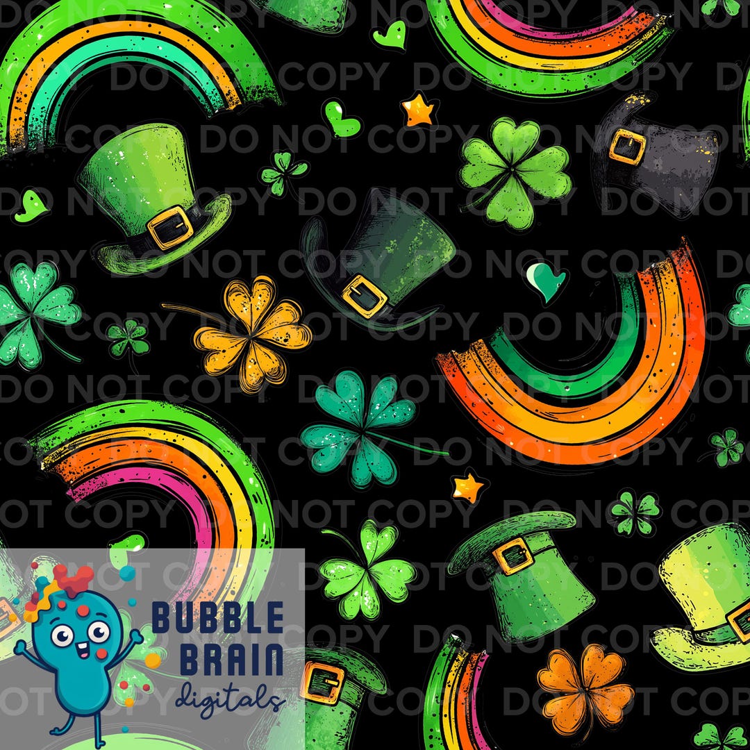 Leprechaun Hats and Shamrocks St. Patrick's Day Seamless Pattern File ...