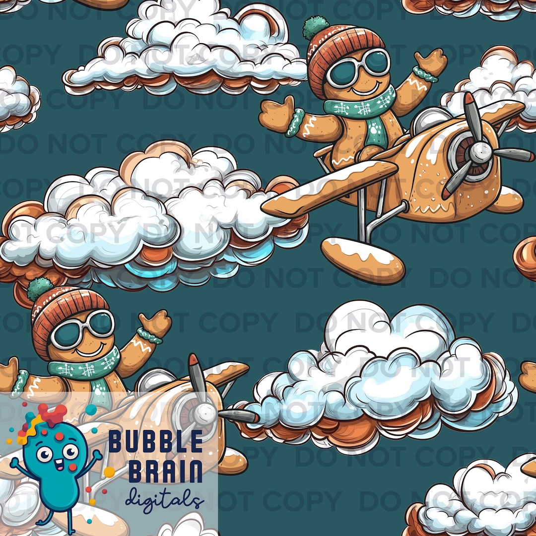 Gingerbread Man Christmas Plane Seamless Pattern File - Etsy