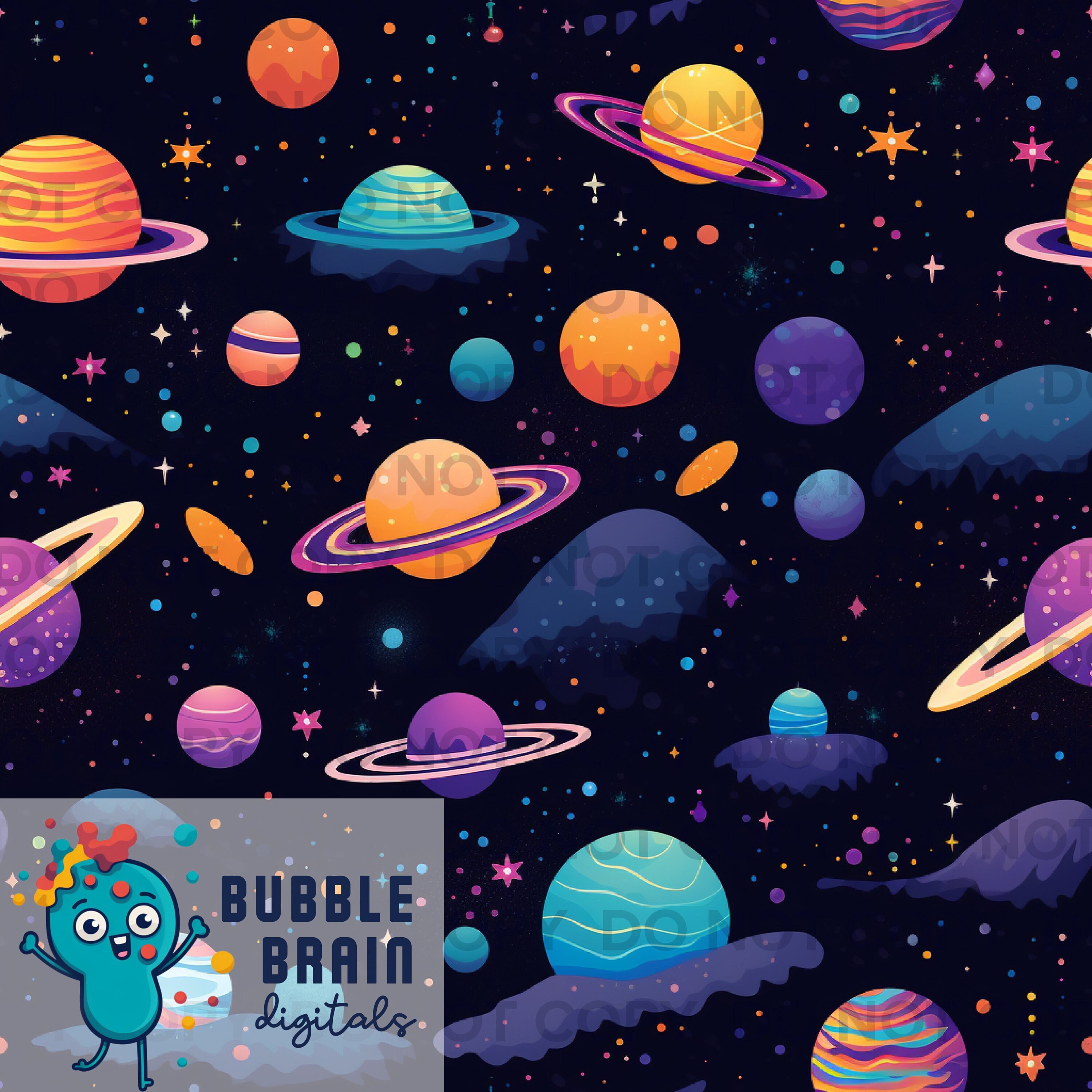 Colorful Planets Seamless Pattern File - Etsy