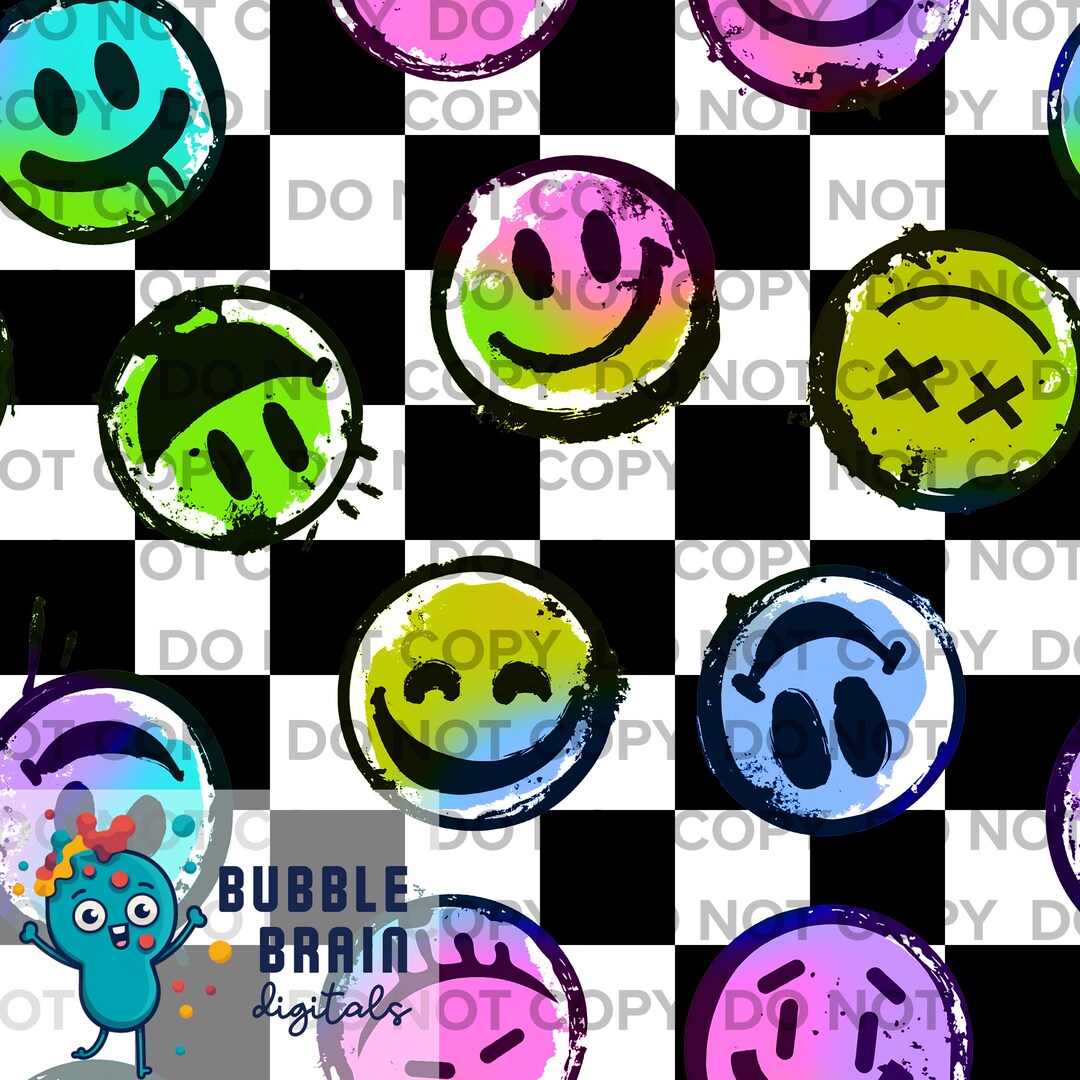 Rainbow Grungy Smileys Seamless Pattern File - Etsy