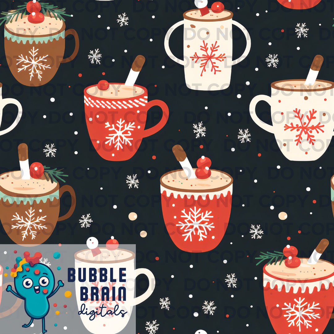 Christmas Hot Cocoa Seamless Pattern File - Etsy