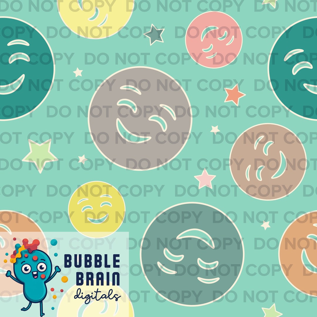 Smiley Face Spring Summer Seamless Pattern File - Etsy