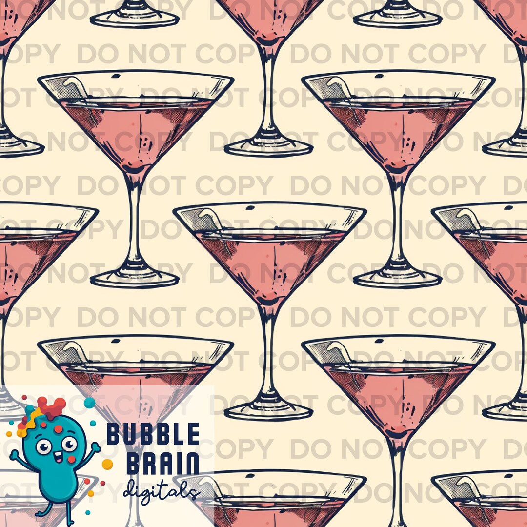 Vintage Martini Glasses Seamless Pattern File - Etsy