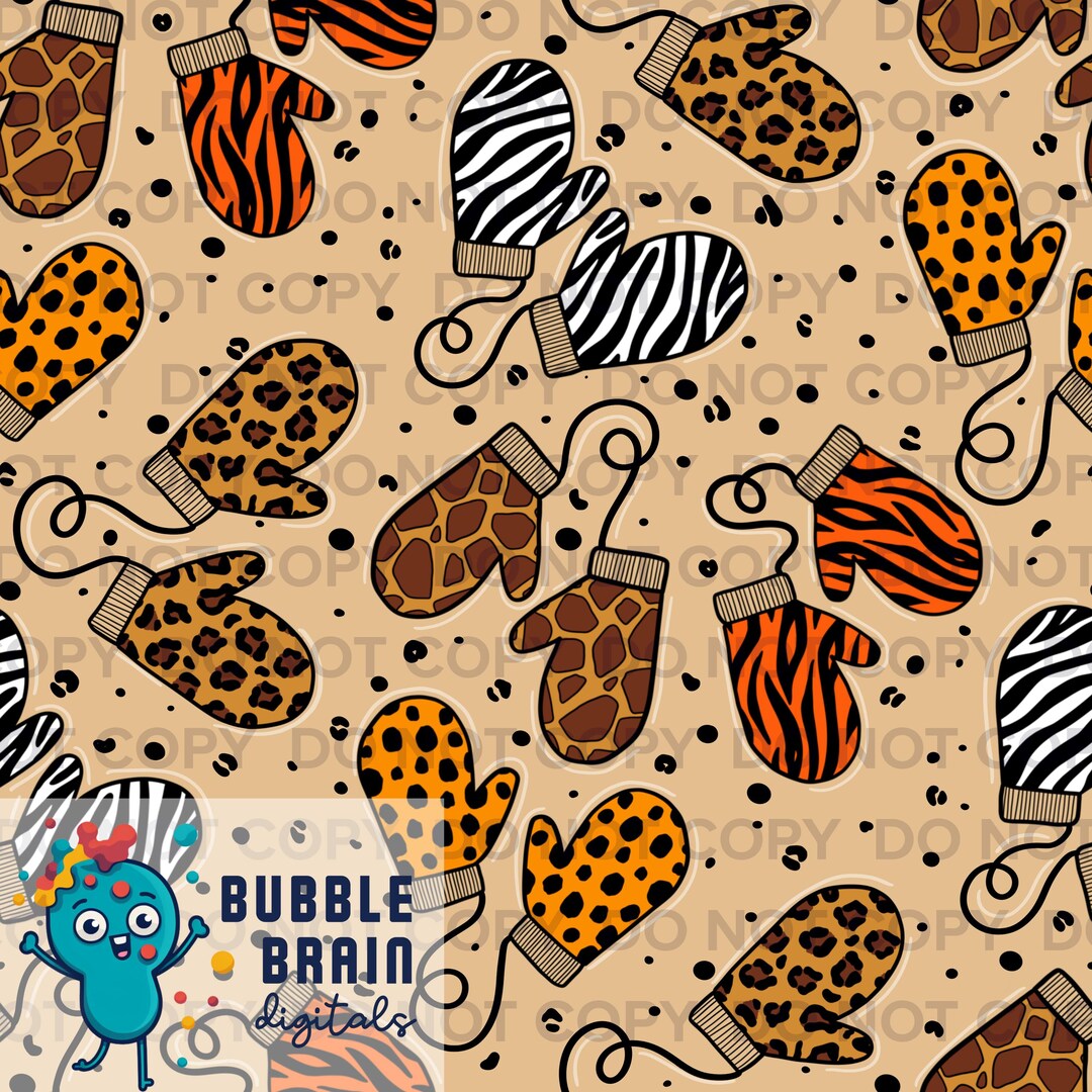 Animal Print Mittens Winter Seamless Pattern File - Etsy