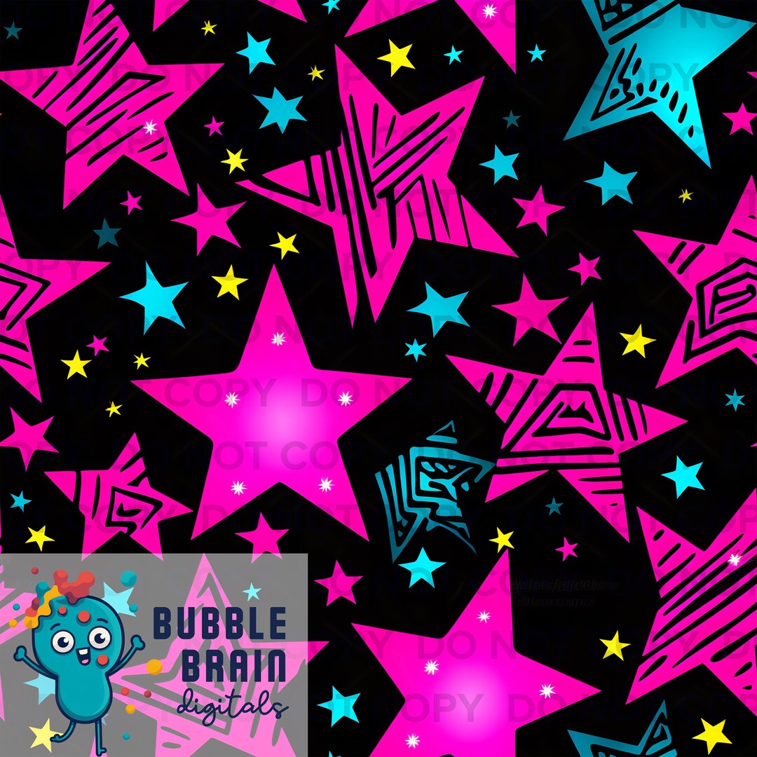 Neon Stars Seamless Pattern File - Etsy