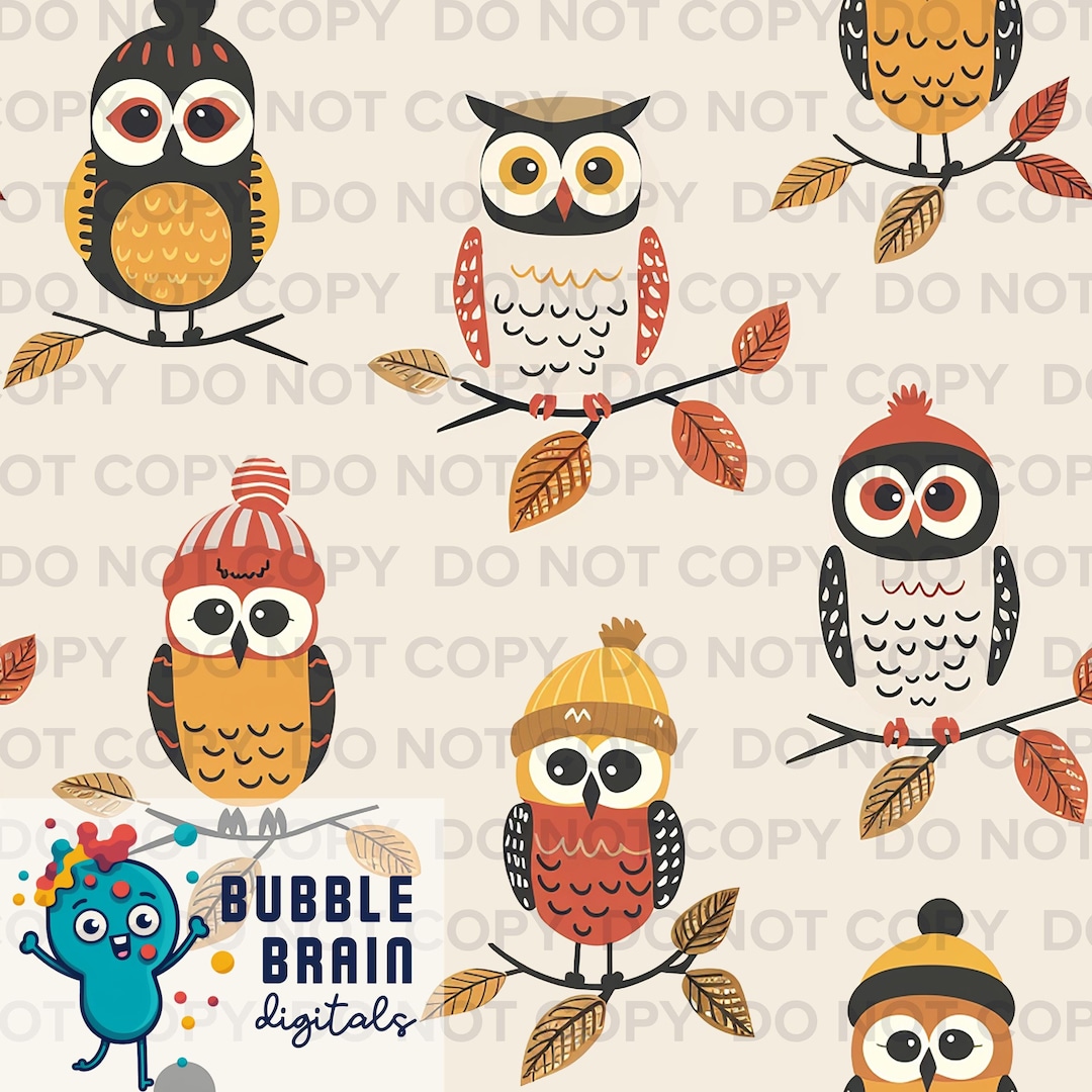 Fall Owls Seamless Pattern File - Etsy
