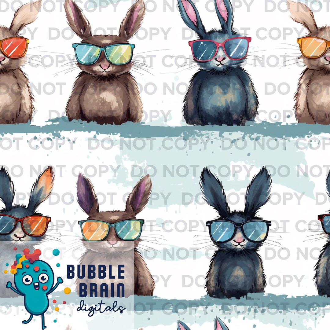 Easter Bunnies With Sunglasses Seamless Pattern File - Etsy