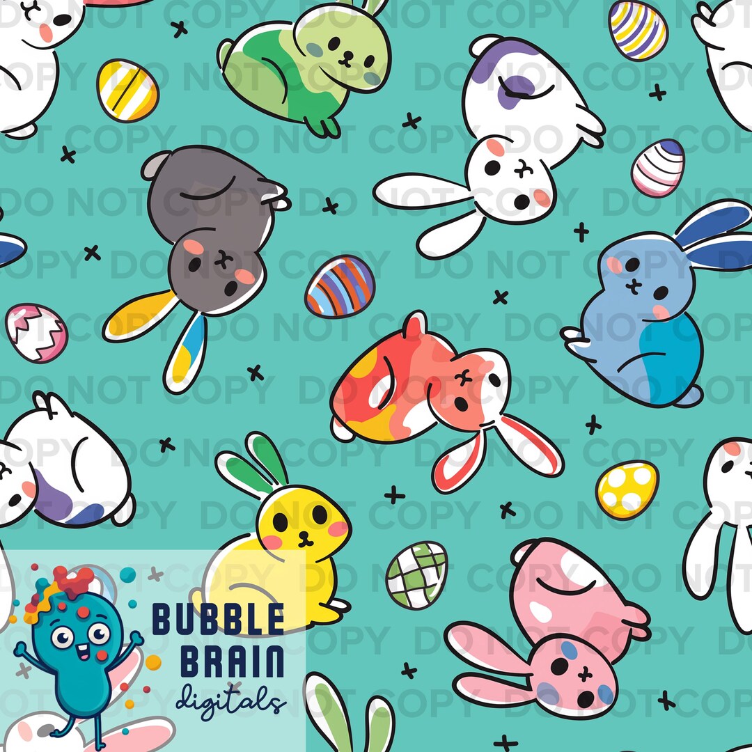 Easter Bunnies and Eggs Spring Seamless Pattern File - Etsy