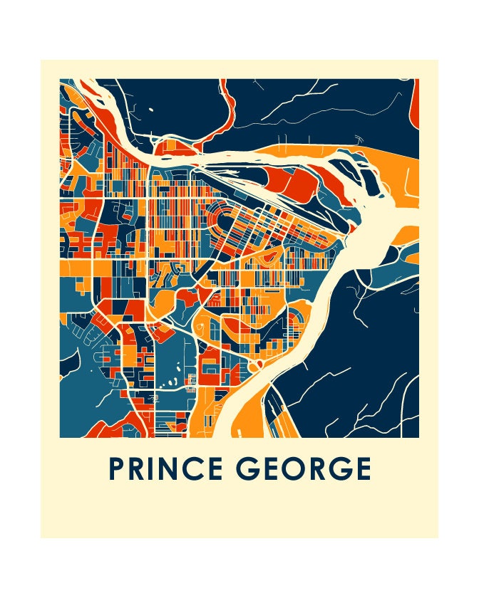 Prince George BC Map Print Full Color Map Poster - Etsy