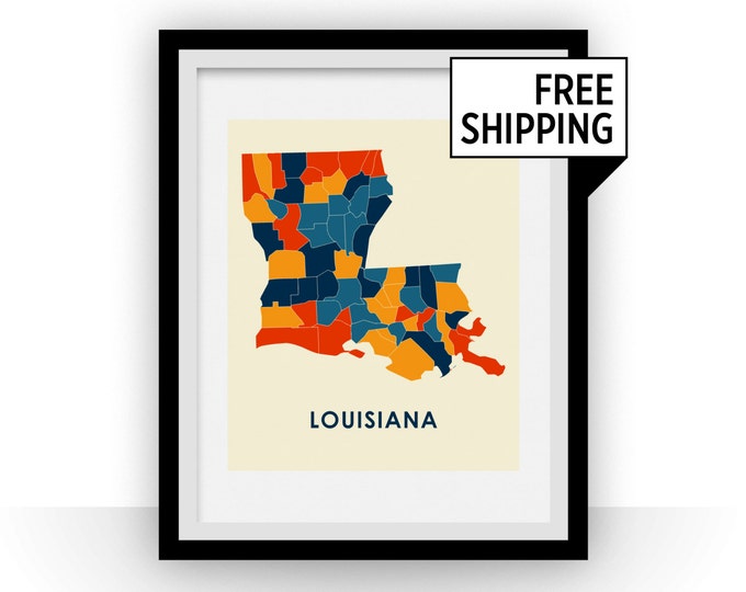 Louisiana State Wall Map Large Print Poster 32wx24h - Etsy Canada