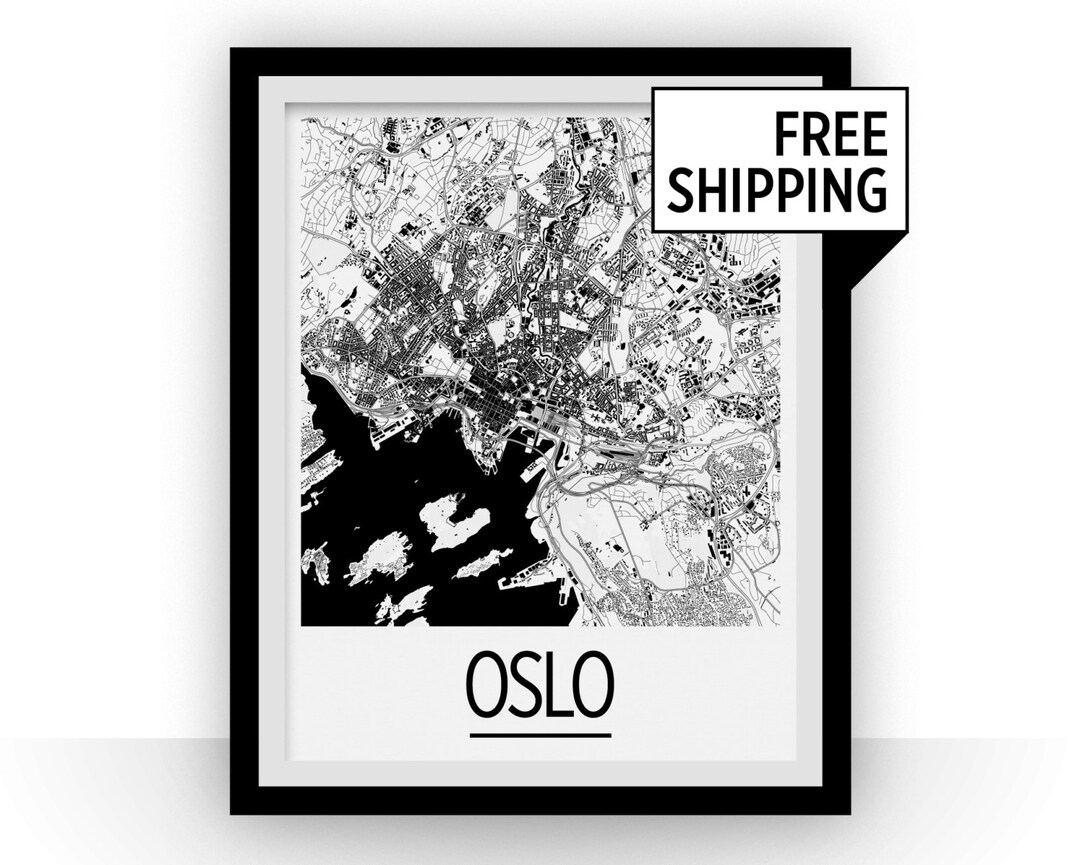 Oslo Map Poster - Norway Map Print - Art Deco Series - Etsy