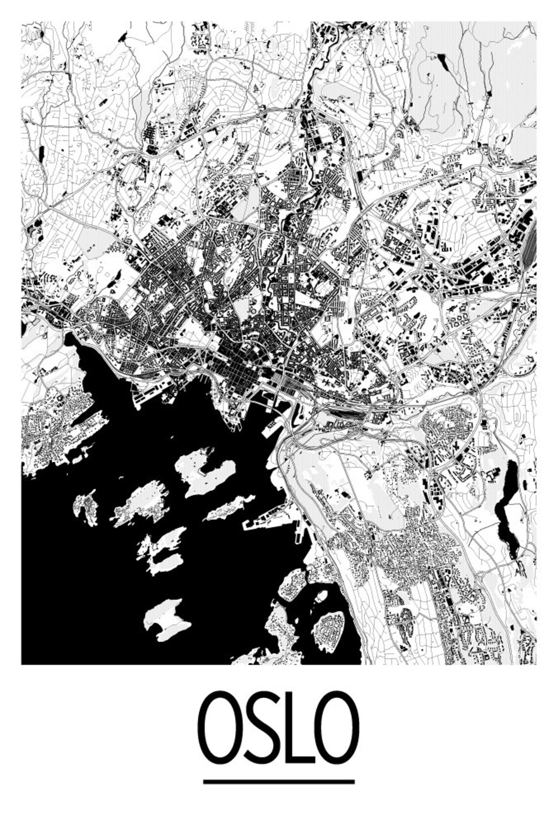 Oslo Map Poster Norway Map Print Art Deco Series - Etsy