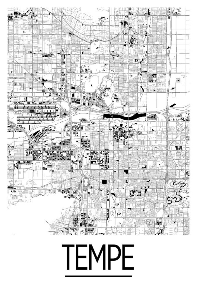 Tempe AZ Map Poster Arizona Map Print Art Deco Series - Etsy
