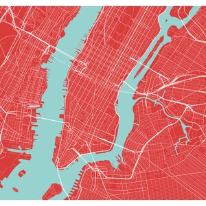New York Map Print - Choose Your Color - Etsy