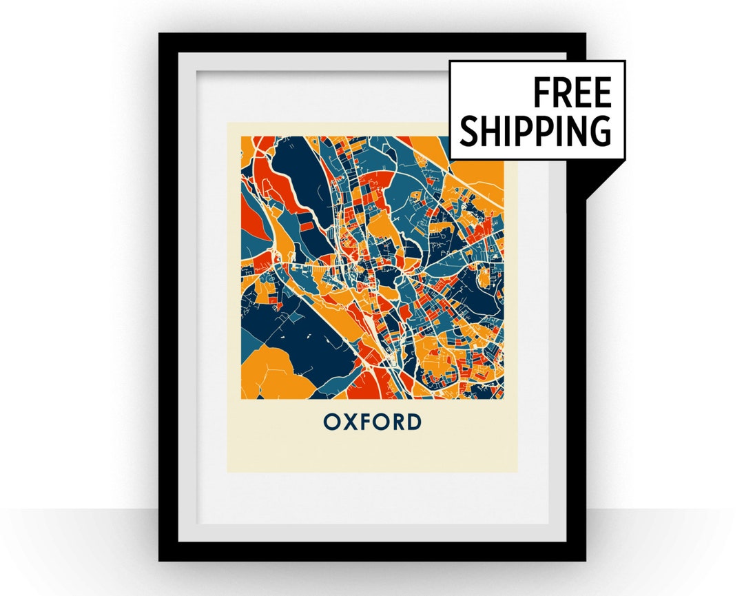 Oxford Map Print - Full Color Map Poster - Etsy