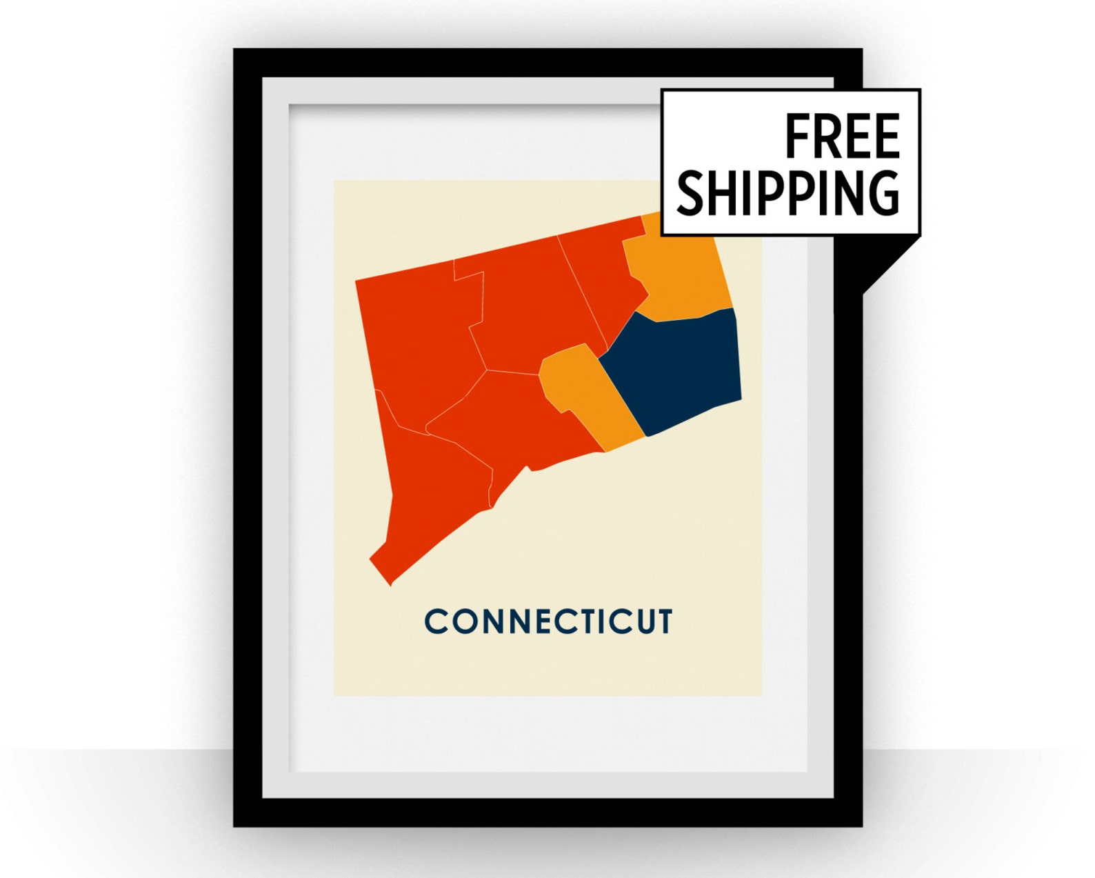 Connecticut Map Print Full Color Map Poster - Etsy