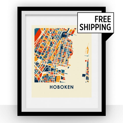 Hoboken Map Print Full Color Map Poster - Etsy