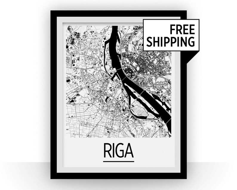 Riga Map Poster Latvia Map Print Art Deco Series - Etsy