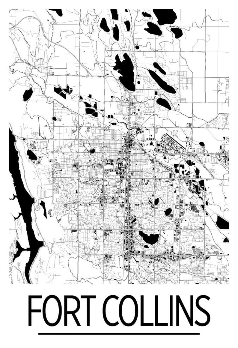 Fort Collins Map Poster Colorado Map Print Art Deco Series | Etsy