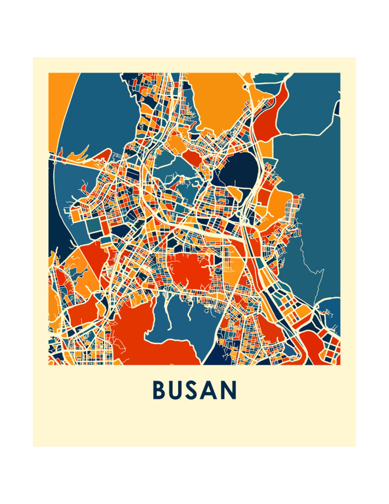 Busan Map Print Full Color Map Poster | Etsy