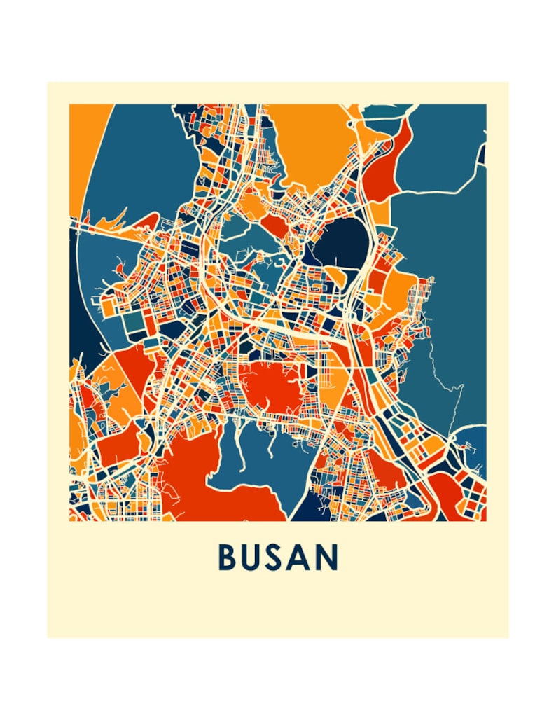 Busan Map Print Full Color Map Poster - Etsy