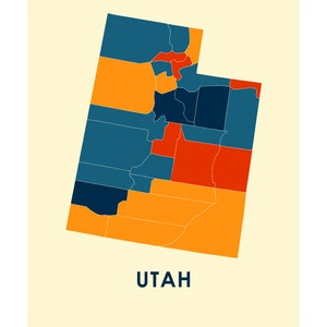 Utah Map Print Full Color Map Poster - Etsy