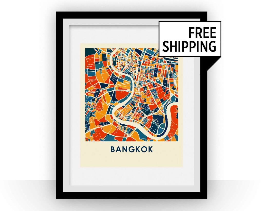 Bangkok Map Print - Full Color Map Poster - Etsy