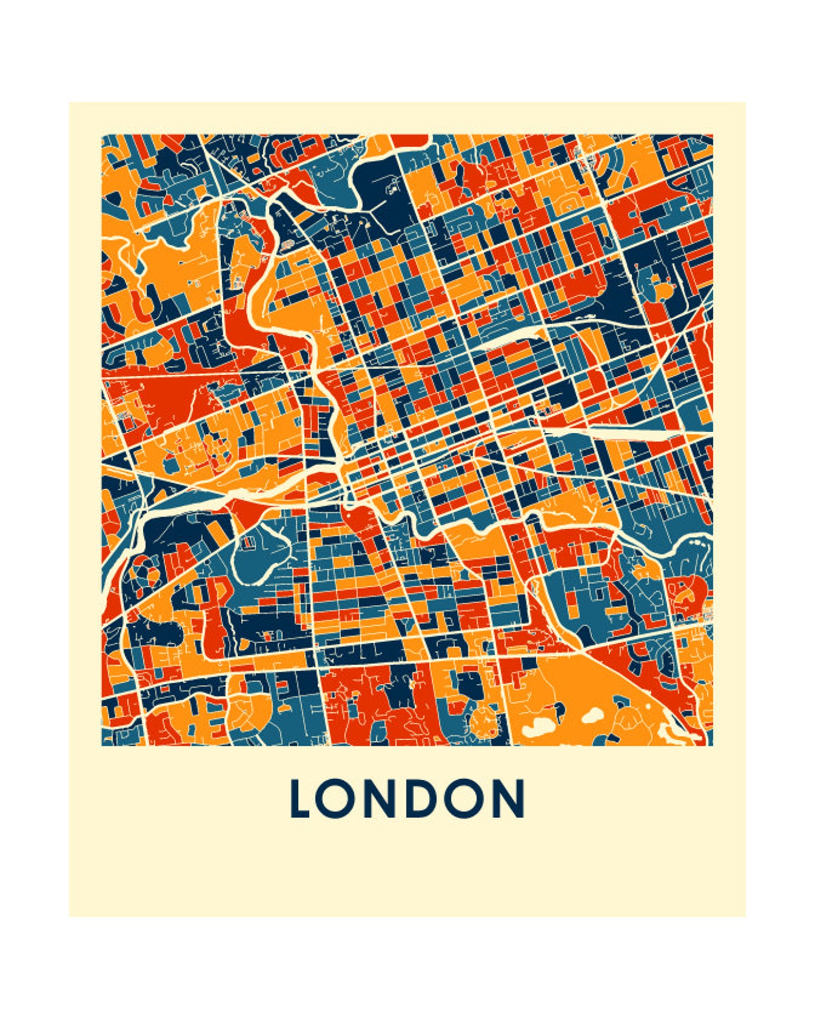 London Ontario Map Print - Full Color Map Poster - Etsy