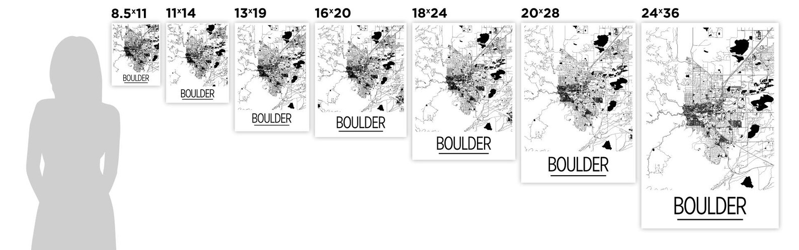Boulder Map Poster - Colorado Map Print - Art Deco Series - Etsy