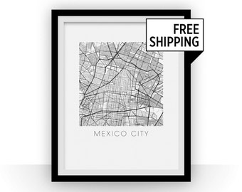 Mexico City Map Art Print / Modern Line Art Drawing Poster / - Etsy