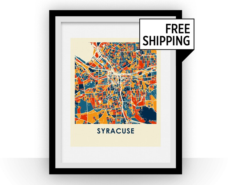 Syracuse Map Print Full Color Map Poster - Etsy