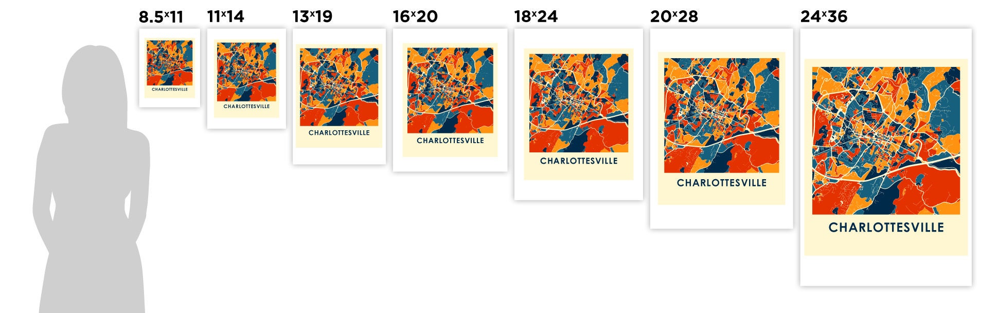 Charlottesville Map Print Full Color Map Poster | Etsy