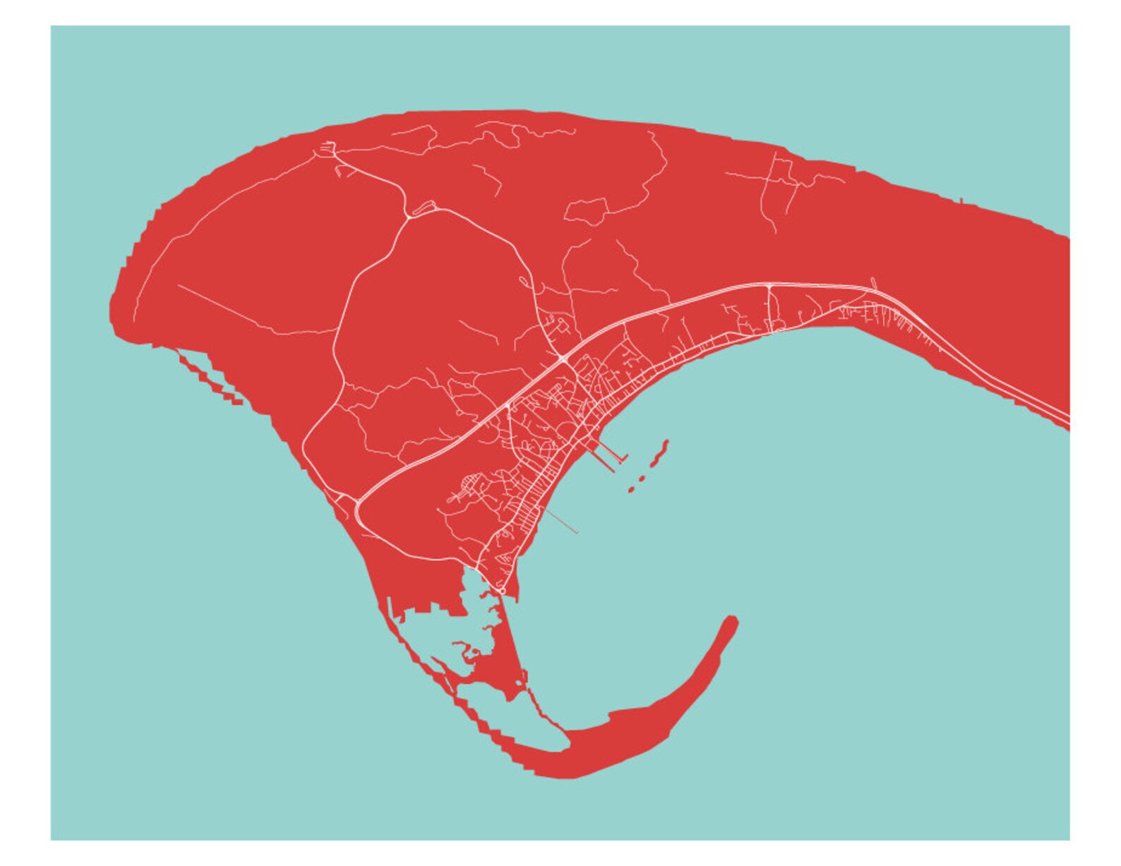Provincetown Map Print Choose your color | Etsy