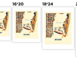 Miami Map Print - Full Color Map Poster - Etsy