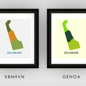 Delaware Map Print - Full Color Map Poster - Etsy