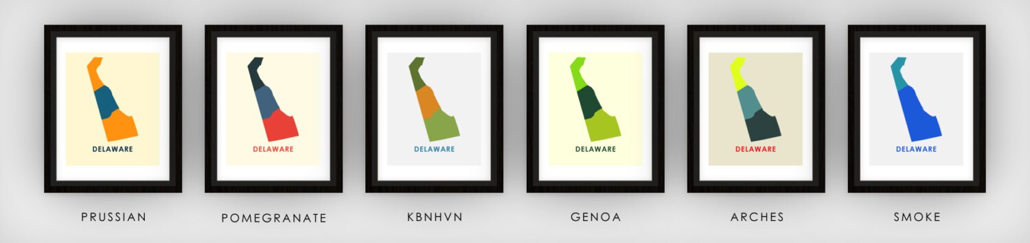 Delaware Map Print Full Color Map Poster - Etsy