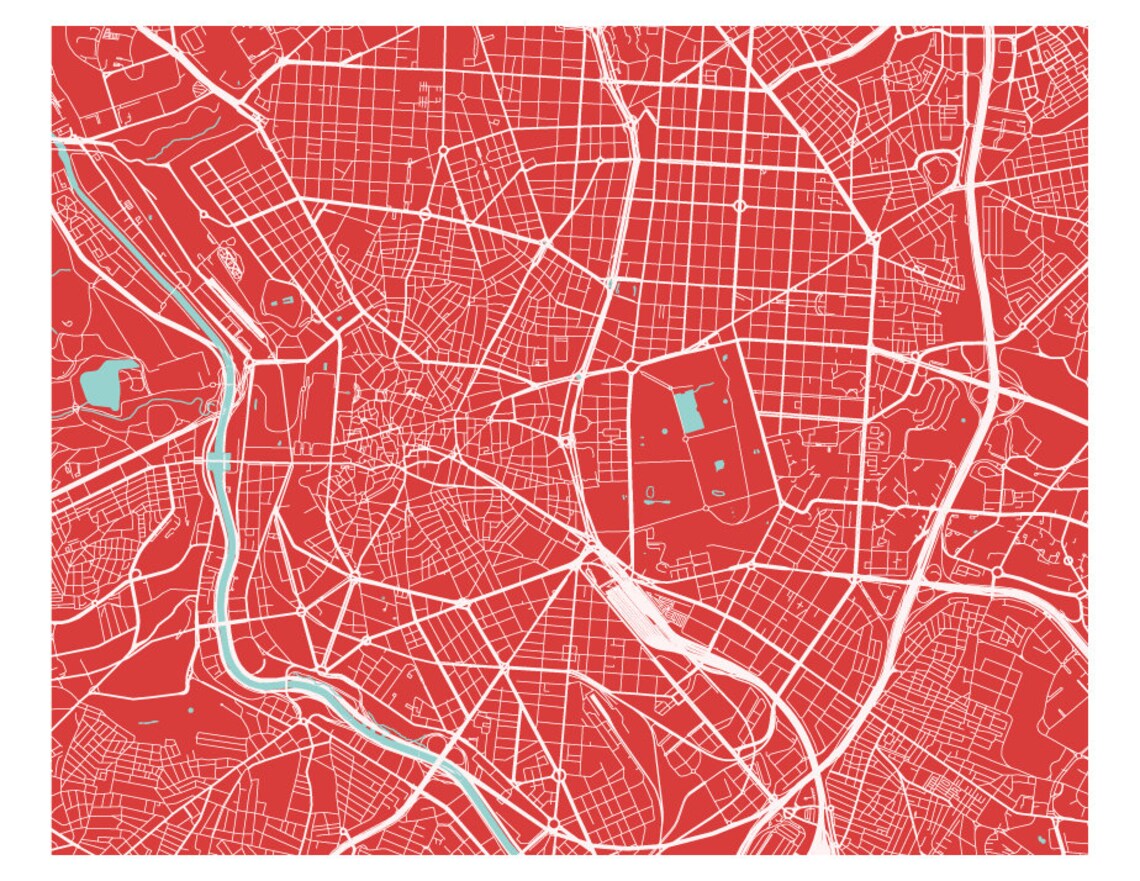 Madrid Map Print - Choose Your Color - Etsy