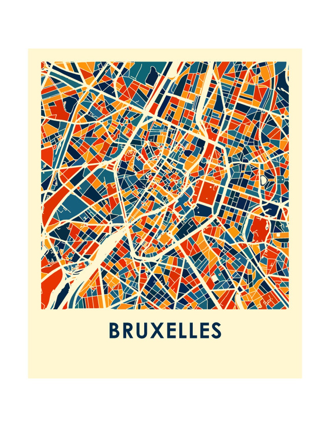 Bruxelles Map Print Full Color Map Poster - Etsy Canada