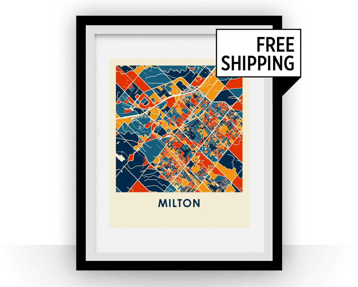Milton Ontario Map Print Full Color Map Poster | Etsy
