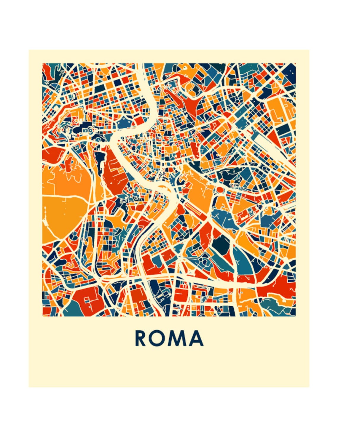 Imprimir mapa de Roma mapa afiche a todo Color | Etsy España