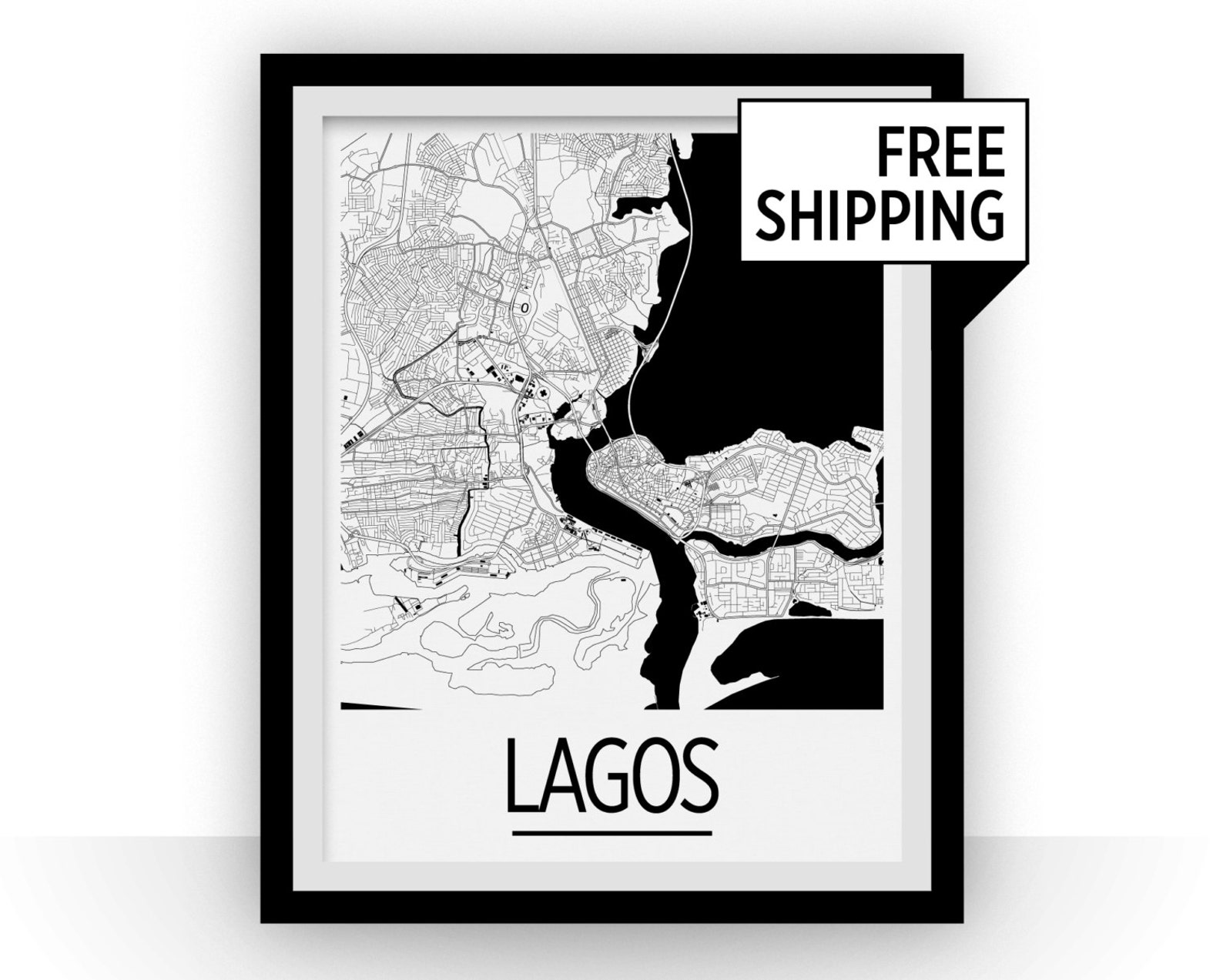 Lagos Map Poster Nigeria Map Print Art Deco Series | Etsy