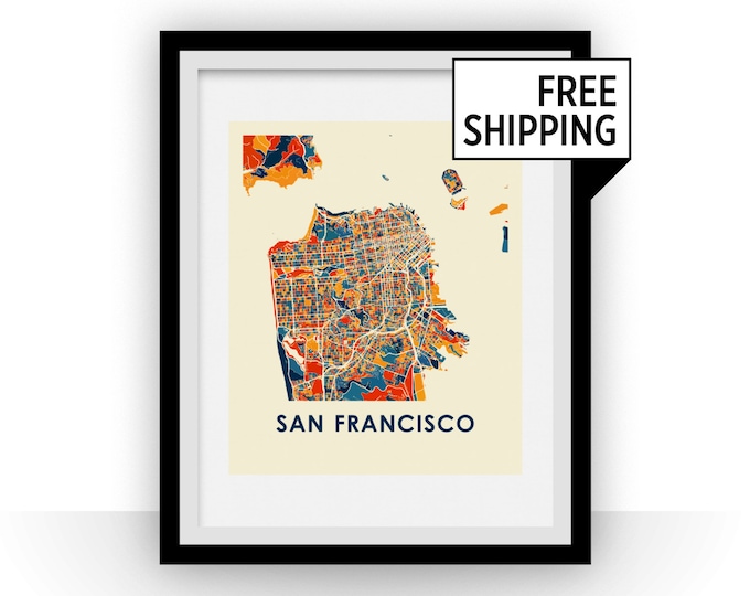San Francisco Map Print Full Color Map Poster - Etsy