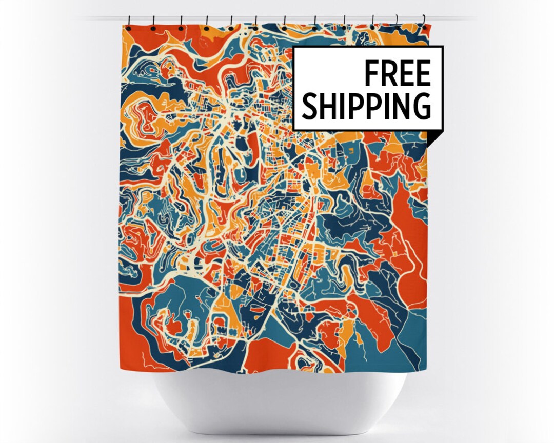 Jerusalem Map Shower Curtain - Israel Shower Curtain - Chroma Series - Etsy
