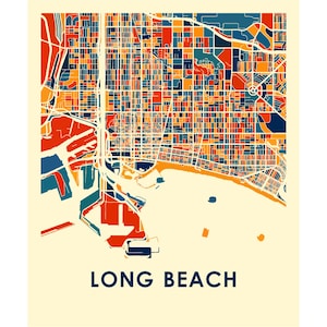 Long Beach Map Print - Full Color Map Poster - Etsy
