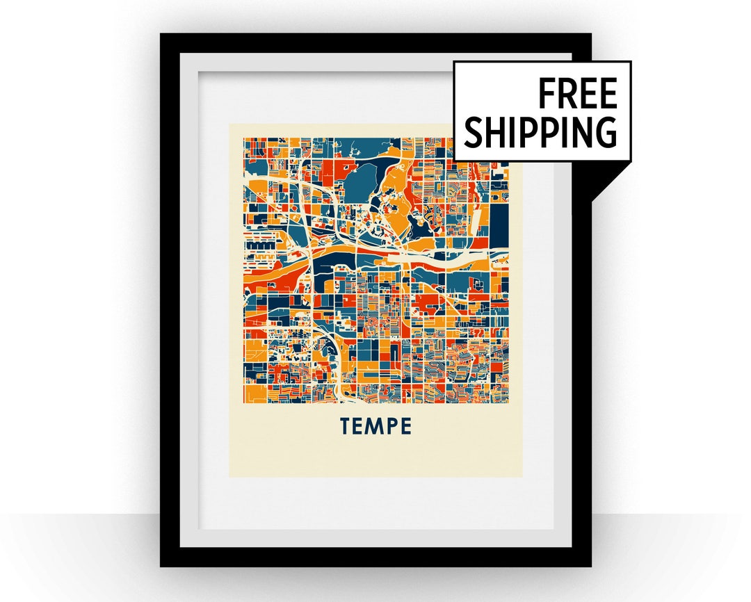 Tempe AZ Map Print - Full Color Map Poster - Etsy
